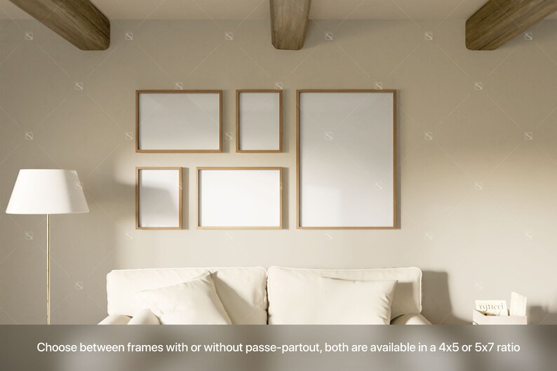 Five Frame Mockup Scene, Glass Reflection Options, Passe-partout ...