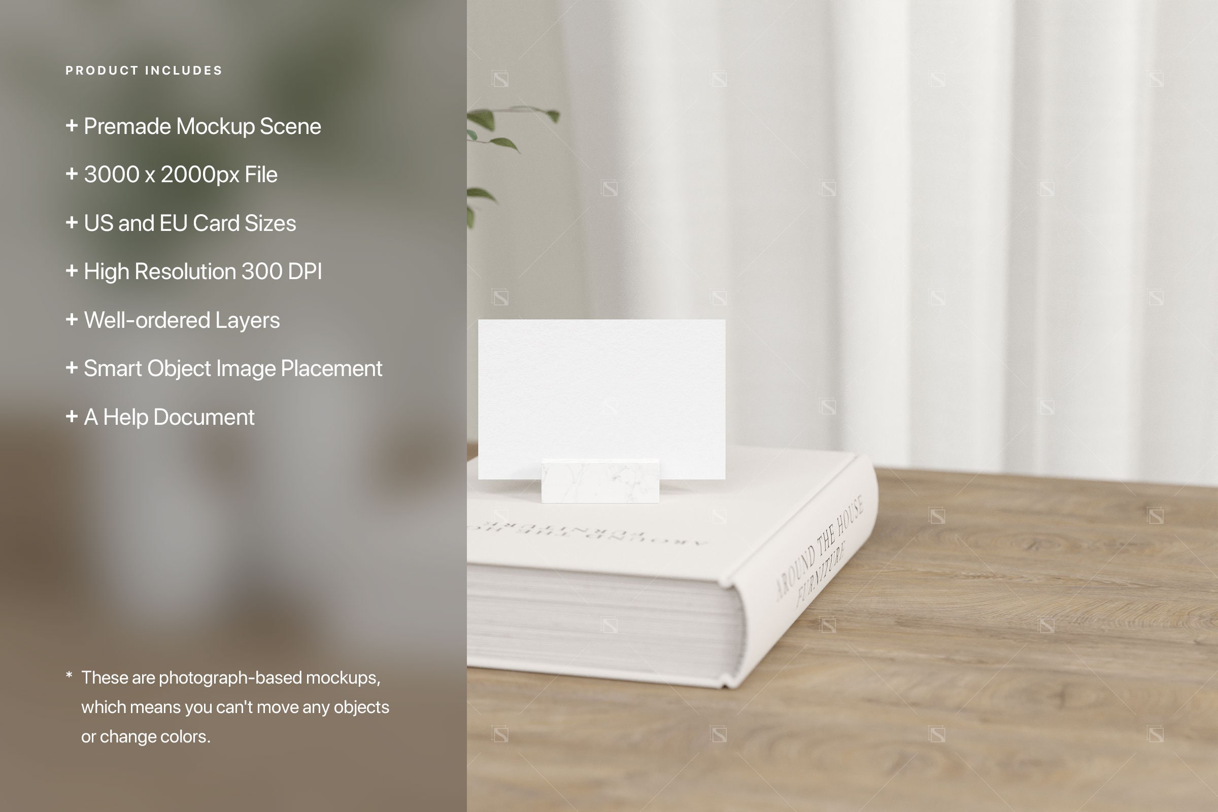 Business Card Mockup Scene , Calling Card Mockup in Home Interior, Easy ...