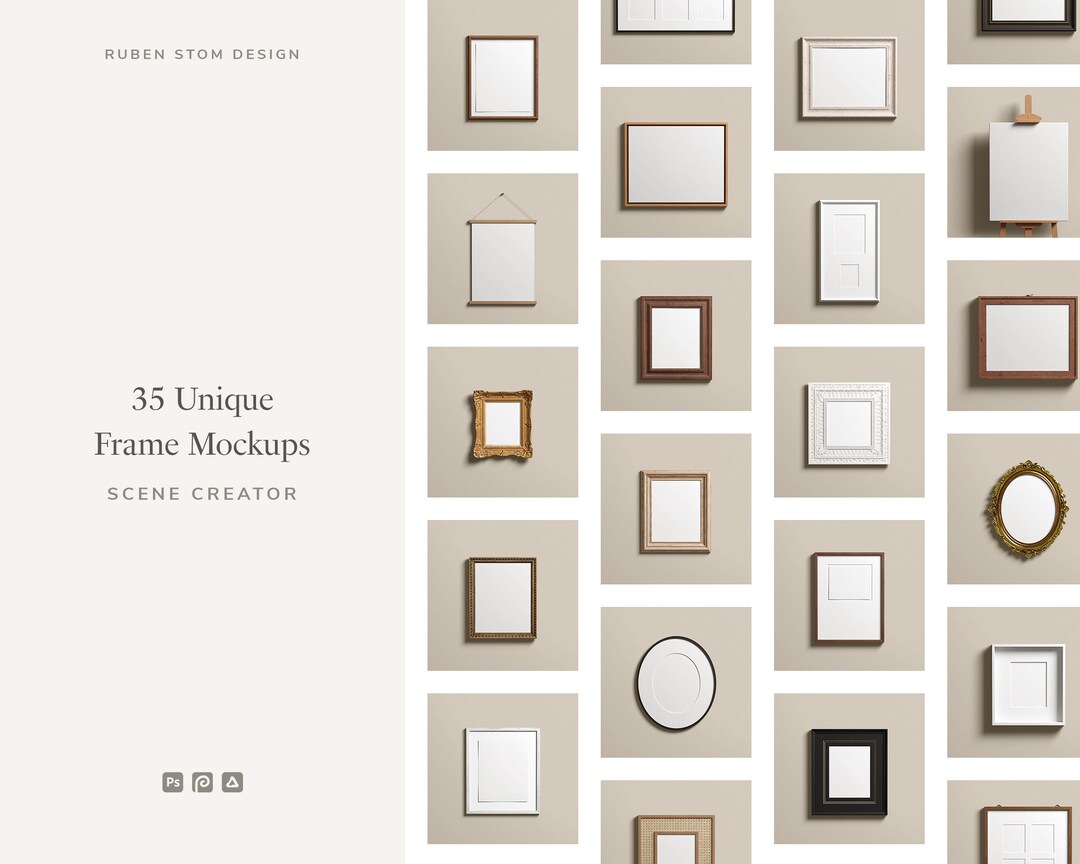 35 Unique Frame Mockup Kit, Realistic Mockups, Shadow Options ...