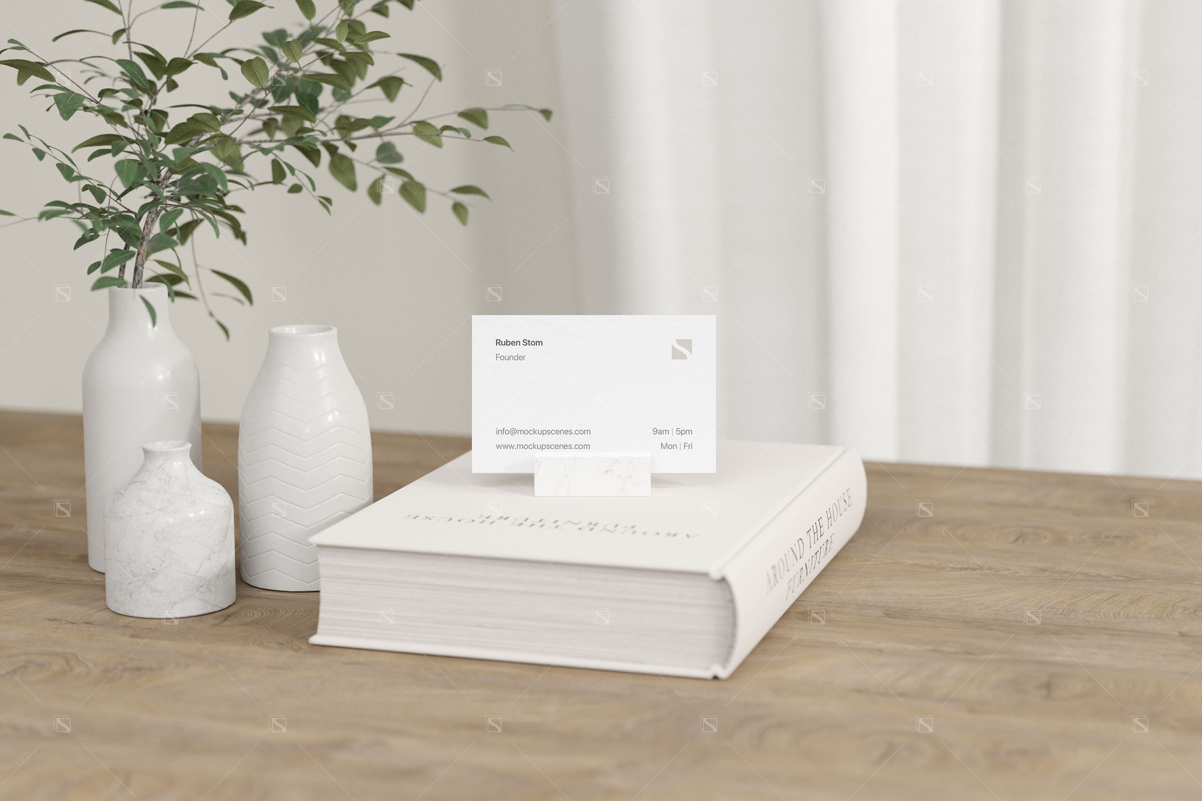 Business Card Mockup Scene , Calling Card Mockup in Home Interior, Easy ...