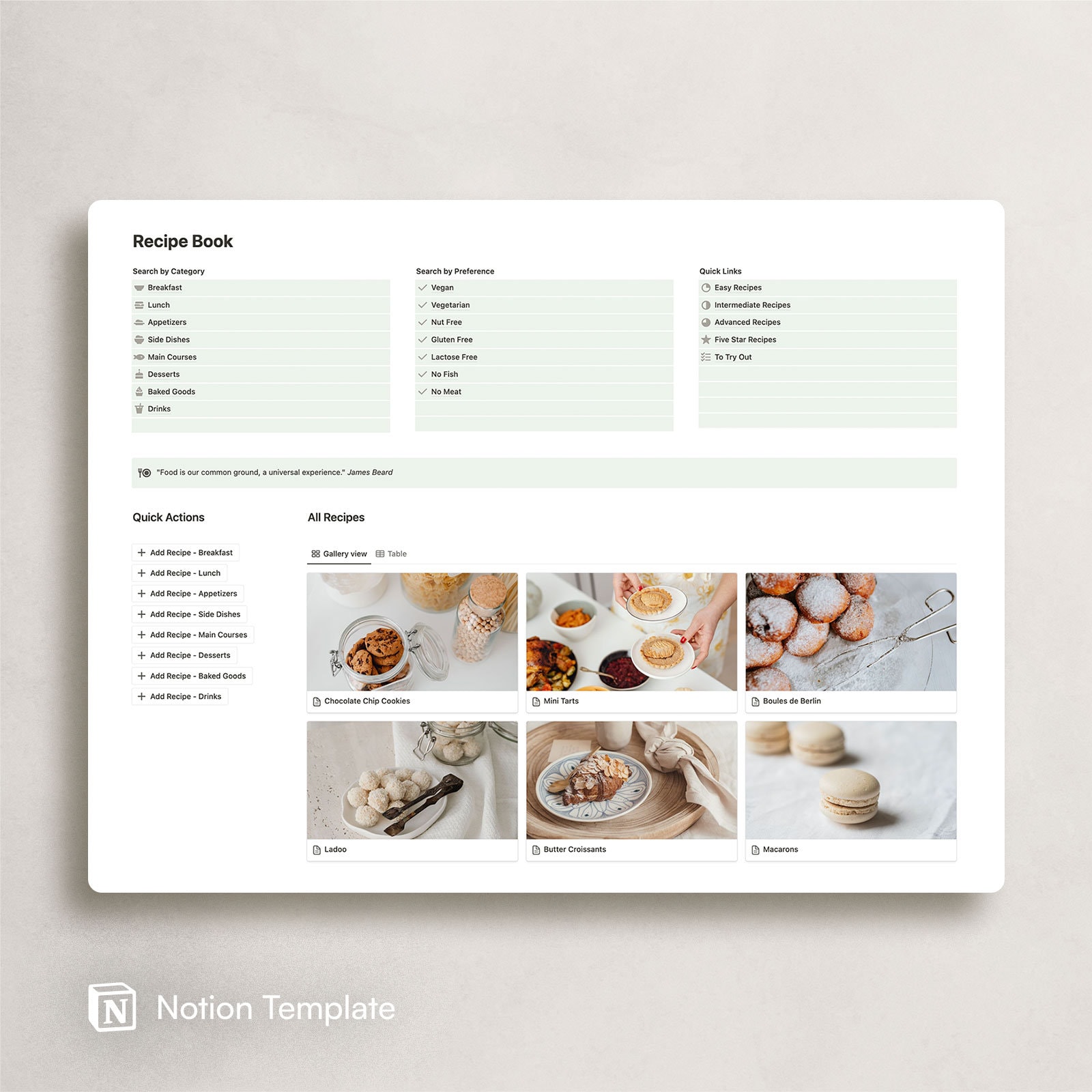 Notion Recipe Template, Cookbook Templates, Digital Recipes, Mobile ...