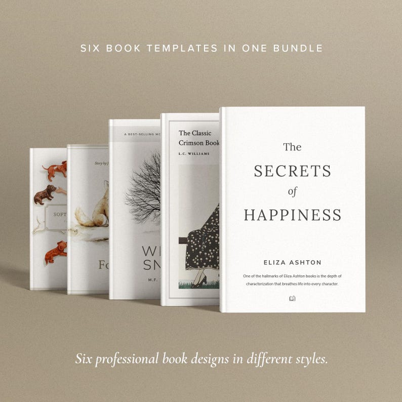 Book Template Bundle | 6 Editable Book Layouts for Authors, Children's ...