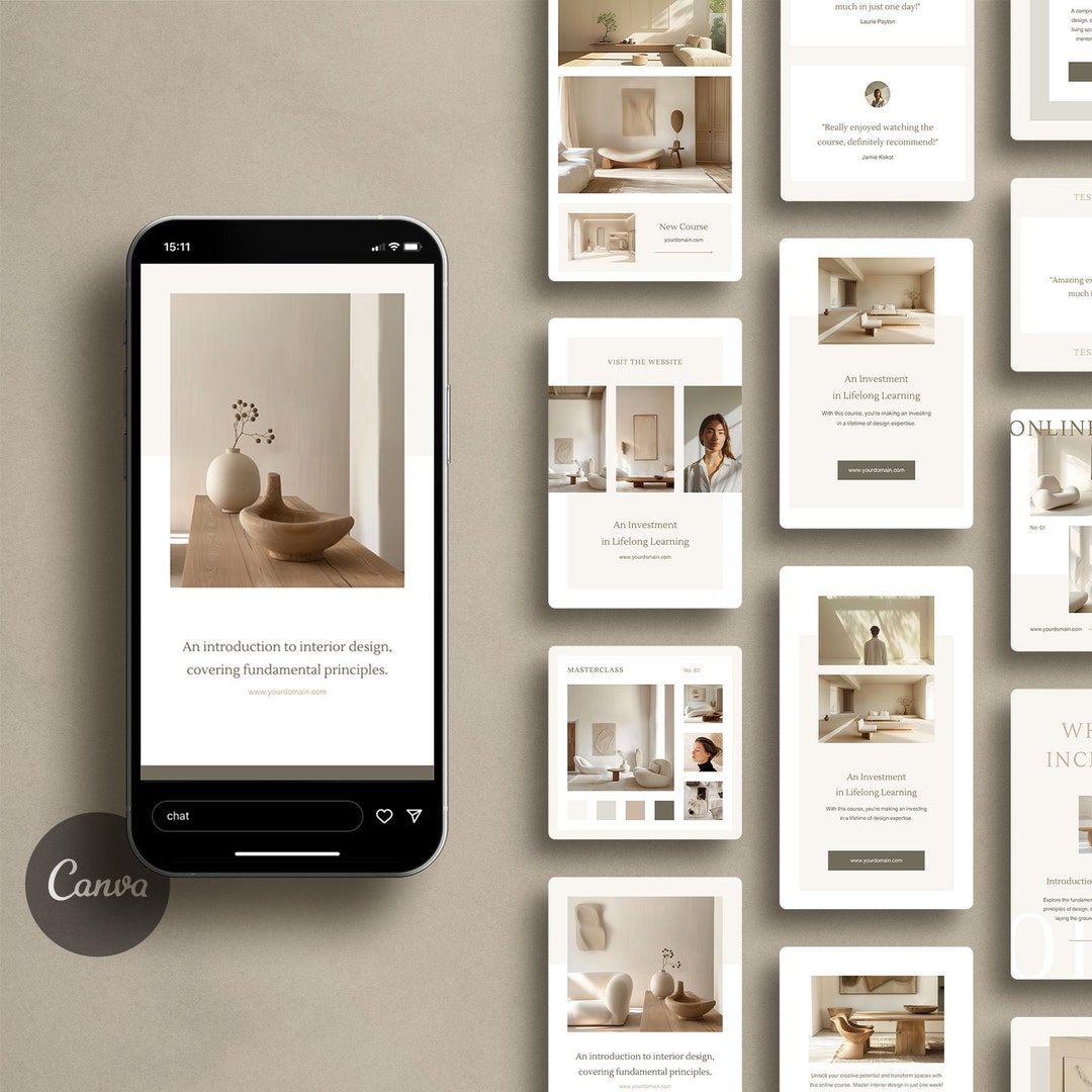 Online Course Social Media Kit, 80 Editable Canva Templates, 20x4 ...