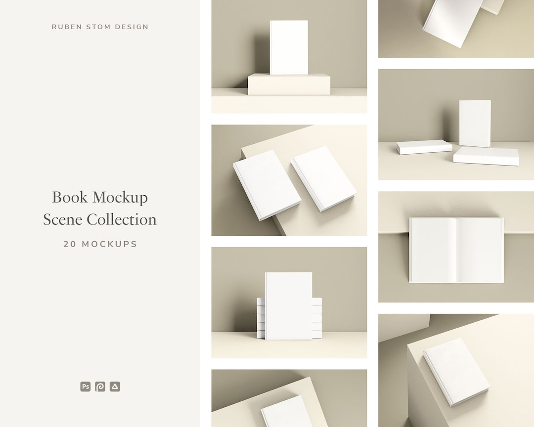 Book Mockup Scene Collection, 20 Unique Mockups, Studio Setting, Easy ...