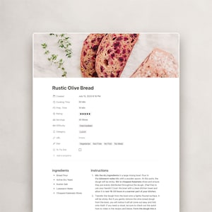 Notion Recipe Template, Cookbook Templates, Digital Recipes, Mobile ...