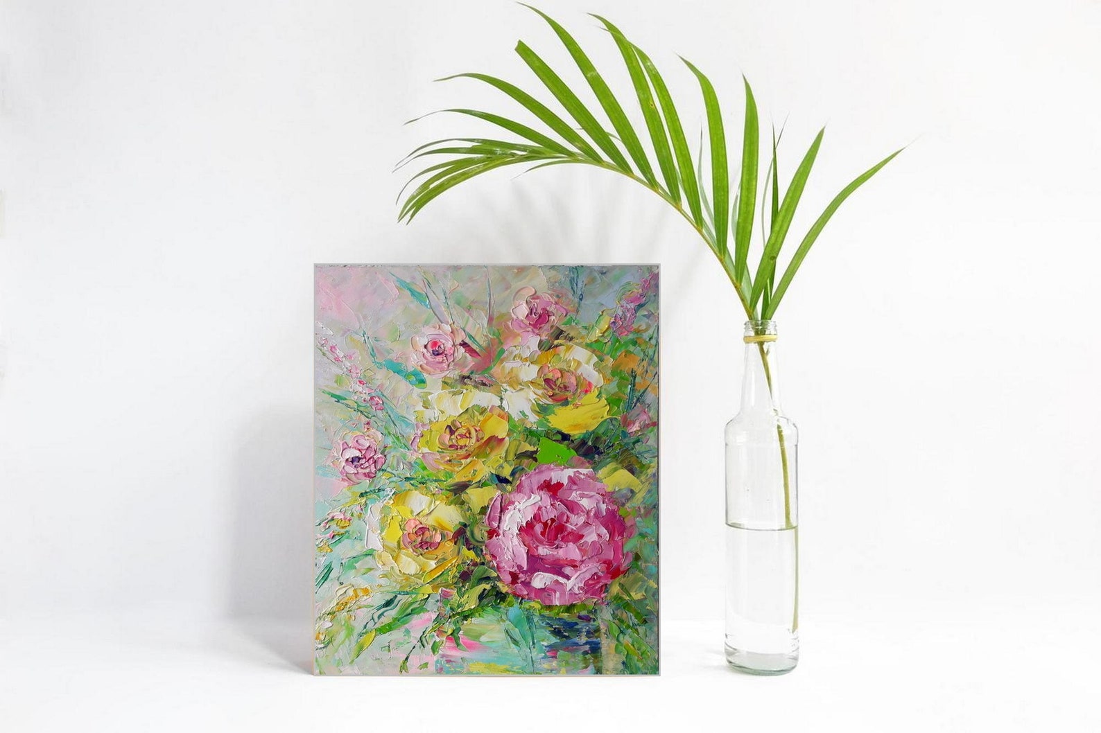 Yellow Rose Painting Original Art Bouquet Rose Artwork Oil - Etsy