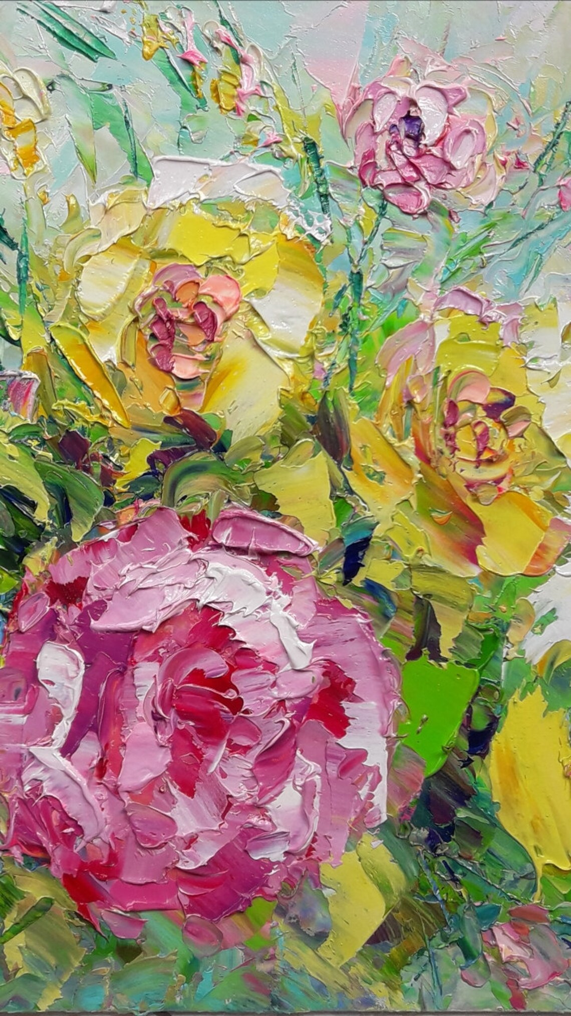 Yellow Rose Painting Original Art Bouquet Rose Artwork Oil - Etsy