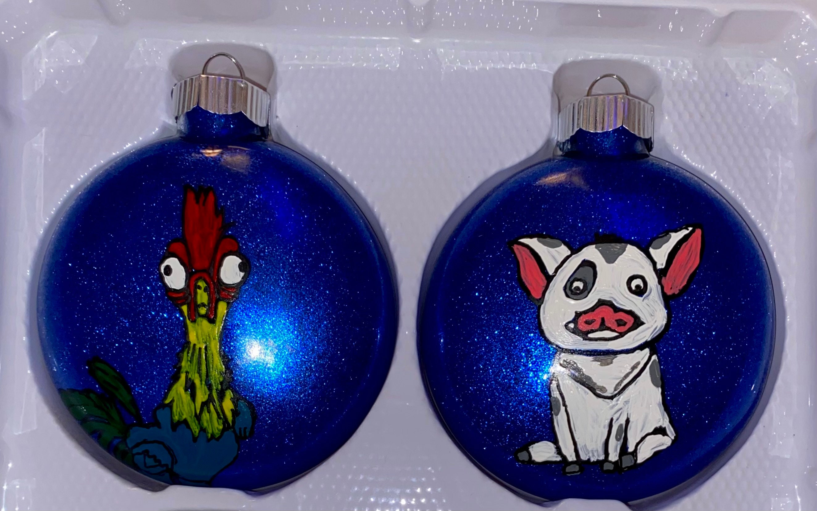 Moana Sidekick Hand Painted Glass Ornaments - Etsy