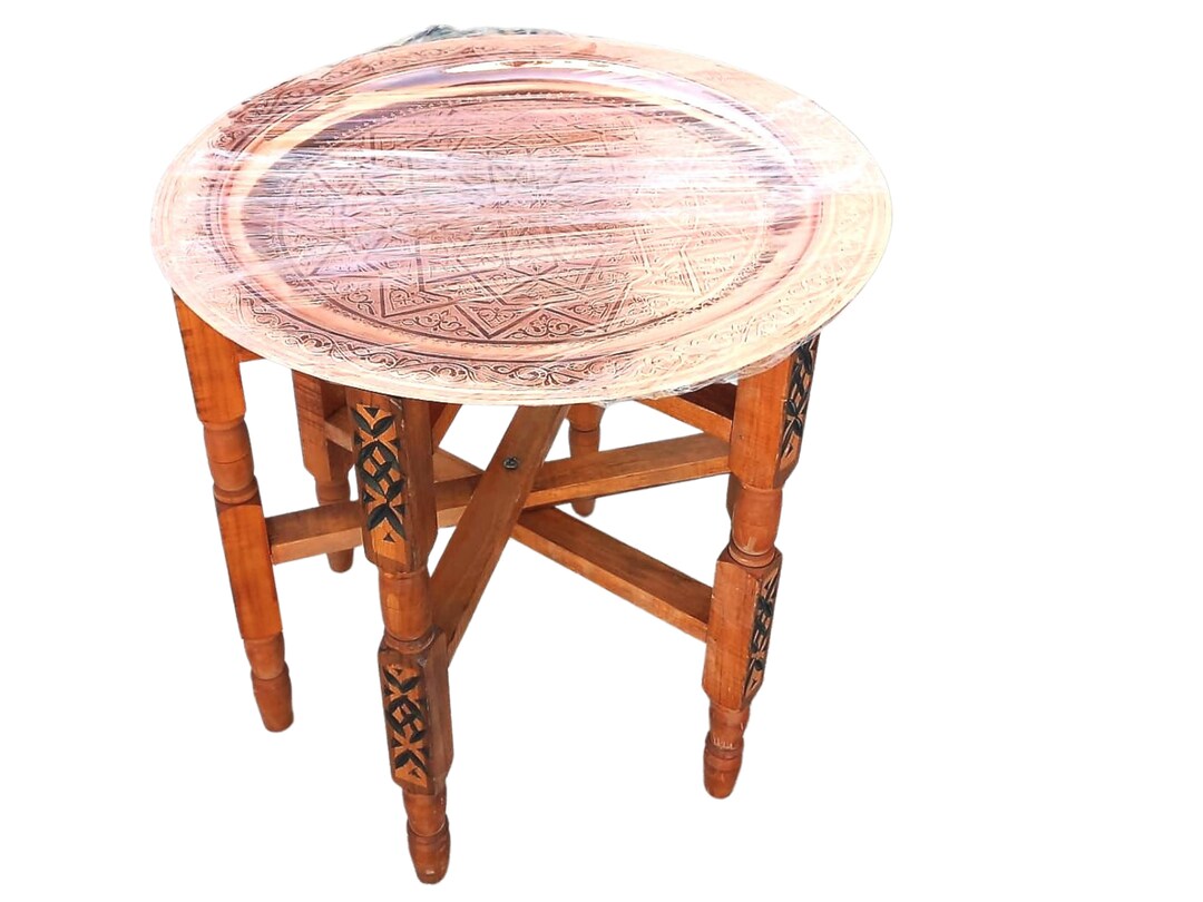 Moroccan Table:round Table Beautiful Copper Table a Wood Table Coffee ...