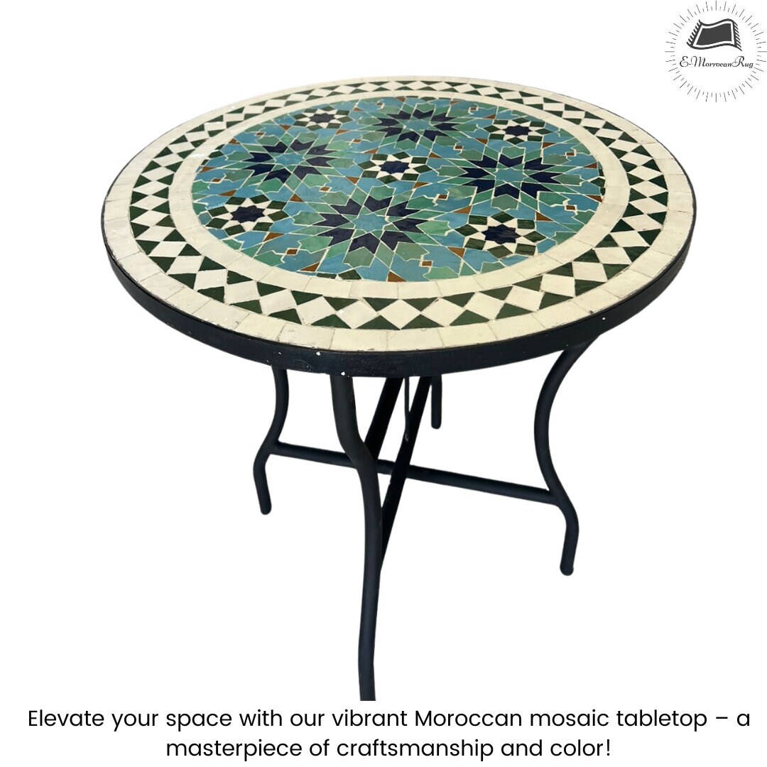 Handmade Moroccan Mosaic Tile Table | Customizable Patio, Dining, or ...