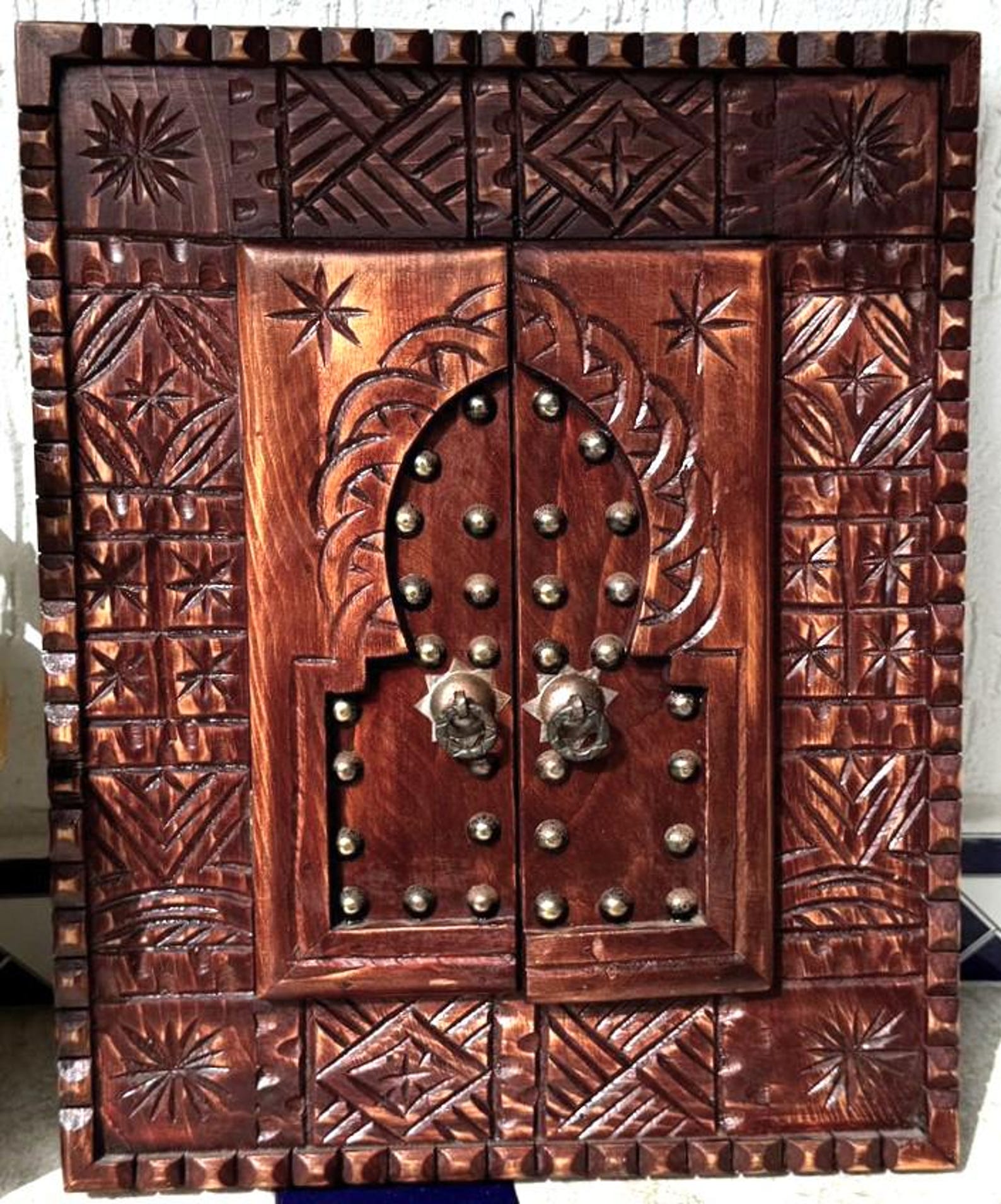 Moroccan Cedar Wood Window Wall Decor – Handcrafted Vintage-style ...