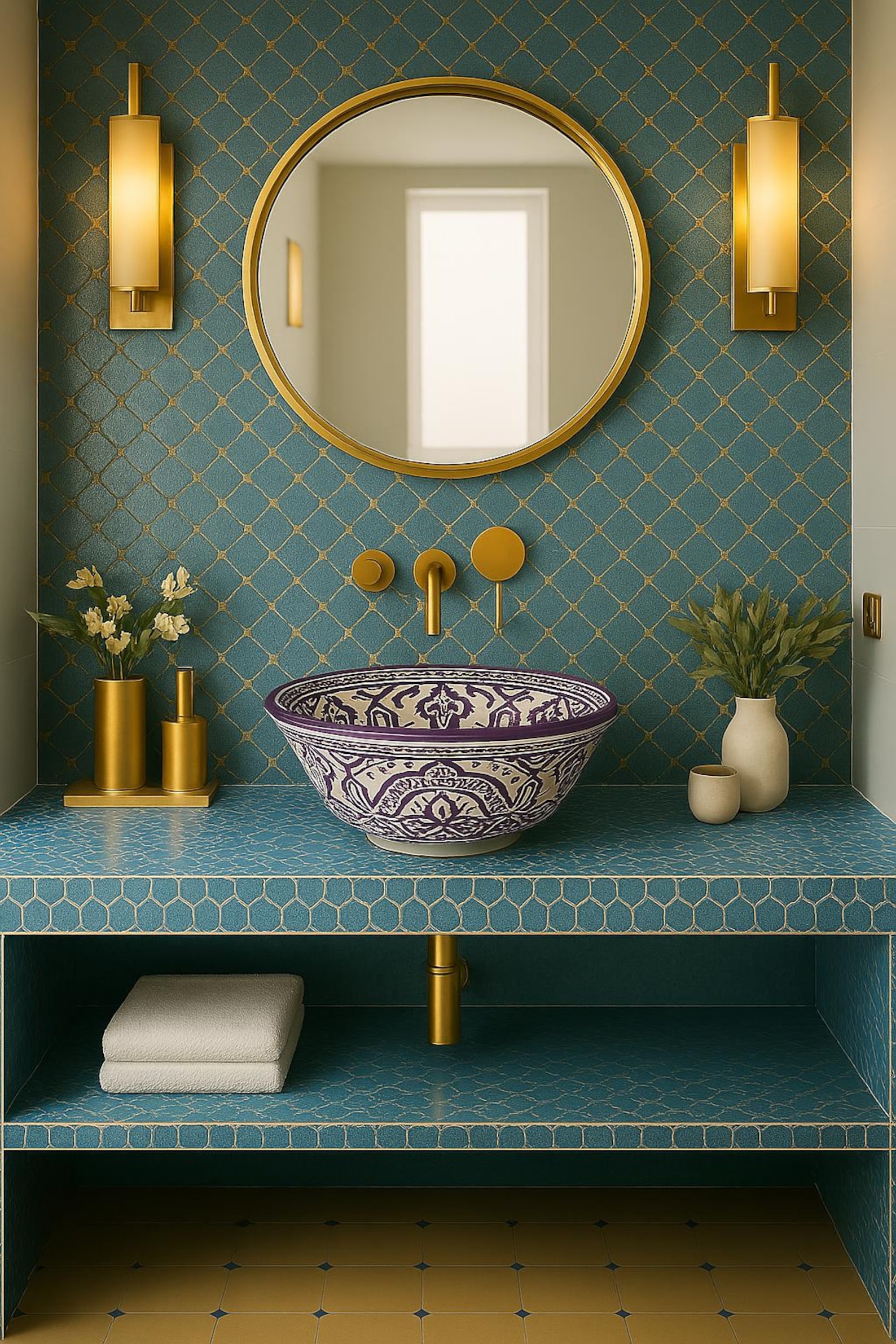 Handmade Moroccan Sink – Colorful Ceramic Vessel Basin for Bathroom ...