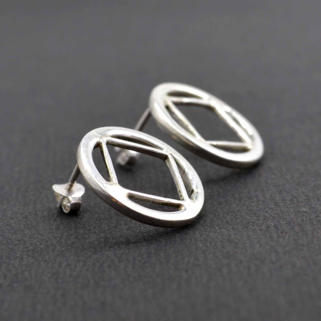 Open Circle Sterling Silver Stud Earrings, Minimalist Handmade Silver ...