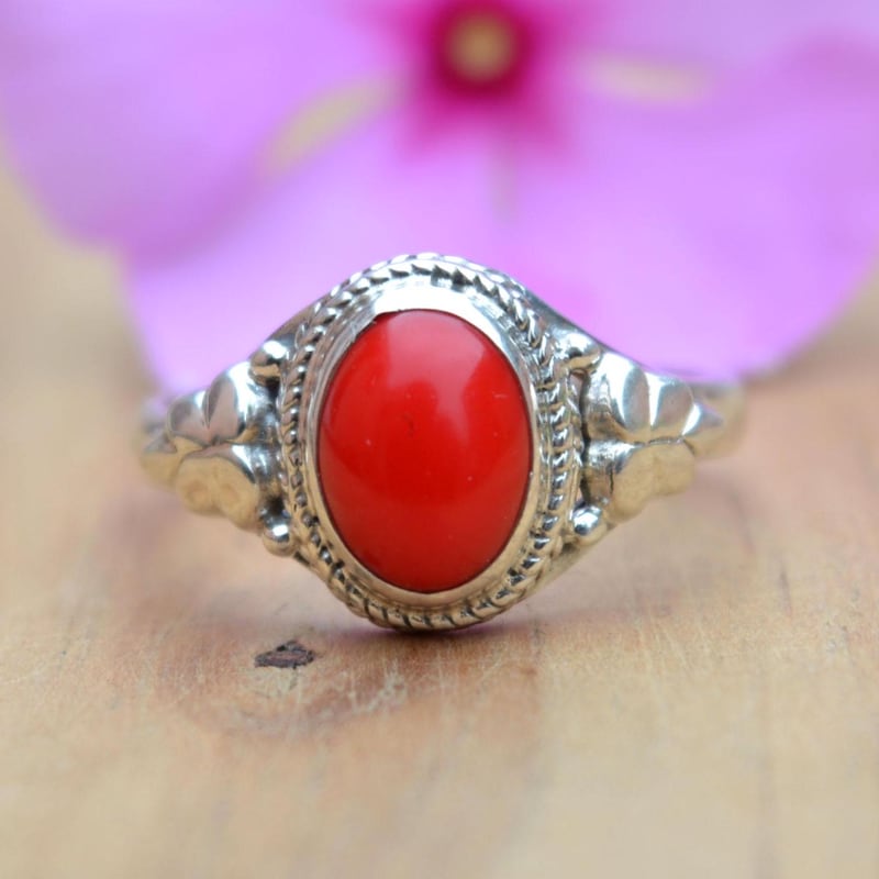 Red Coral Ring Women - Etsy