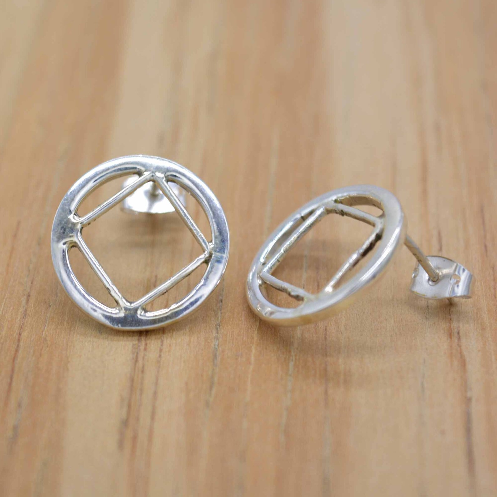 Open Circle Sterling Silver Stud Earrings, Minimalist Handmade Silver ...
