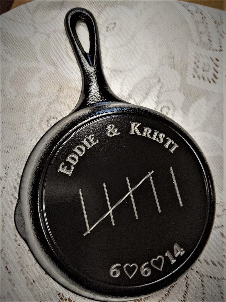 5 Inch Engraved Cast Iron Skillet Custom Anniversary | Etsy