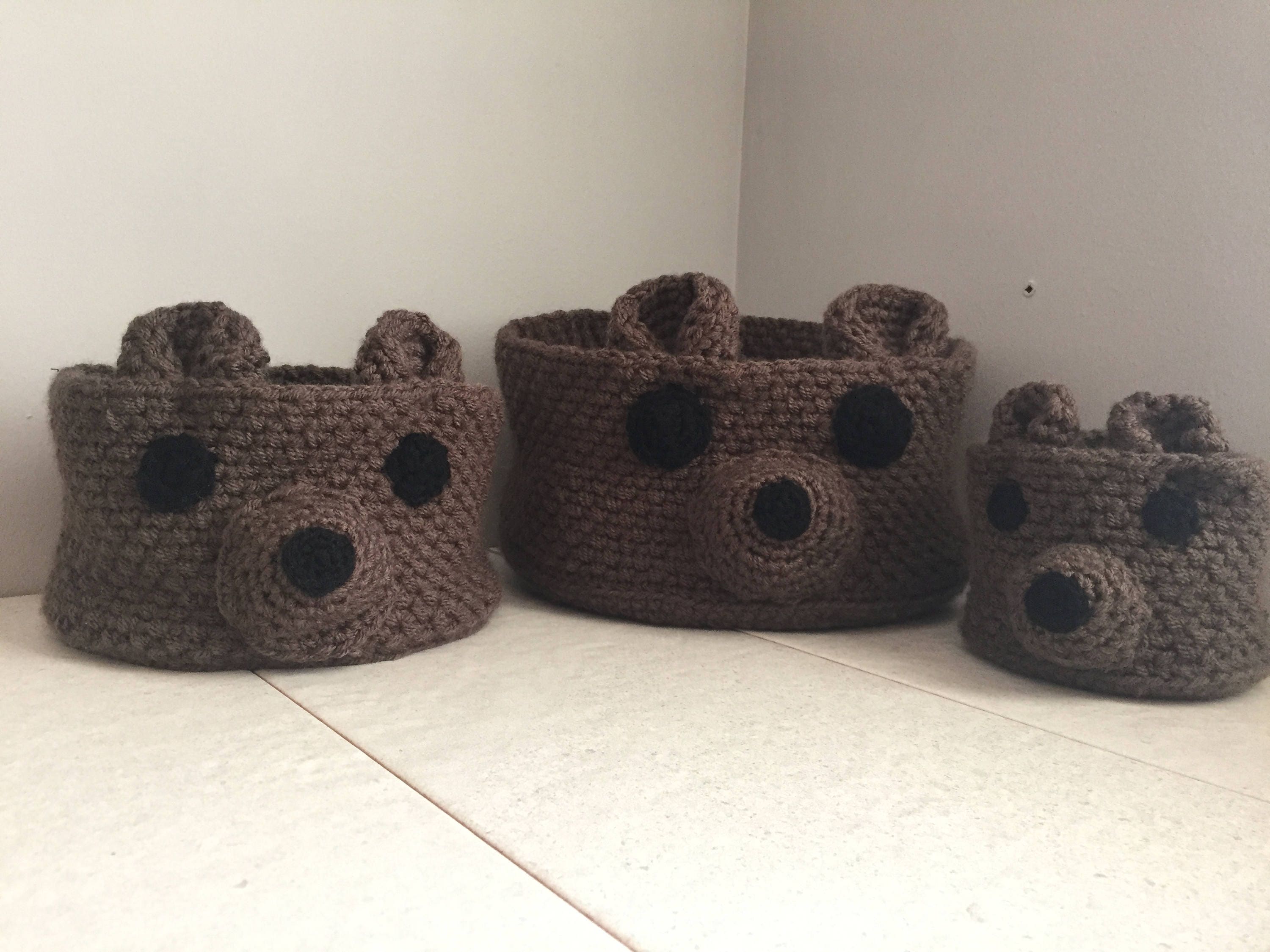 Crochet Bear Storage Basket Pattern - 3 Basket Sizes - Etsy