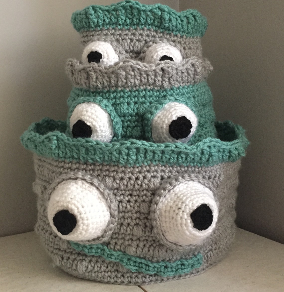 Crochet Monster Storage Basket Pattern 3 Basket Sizes | Etsy