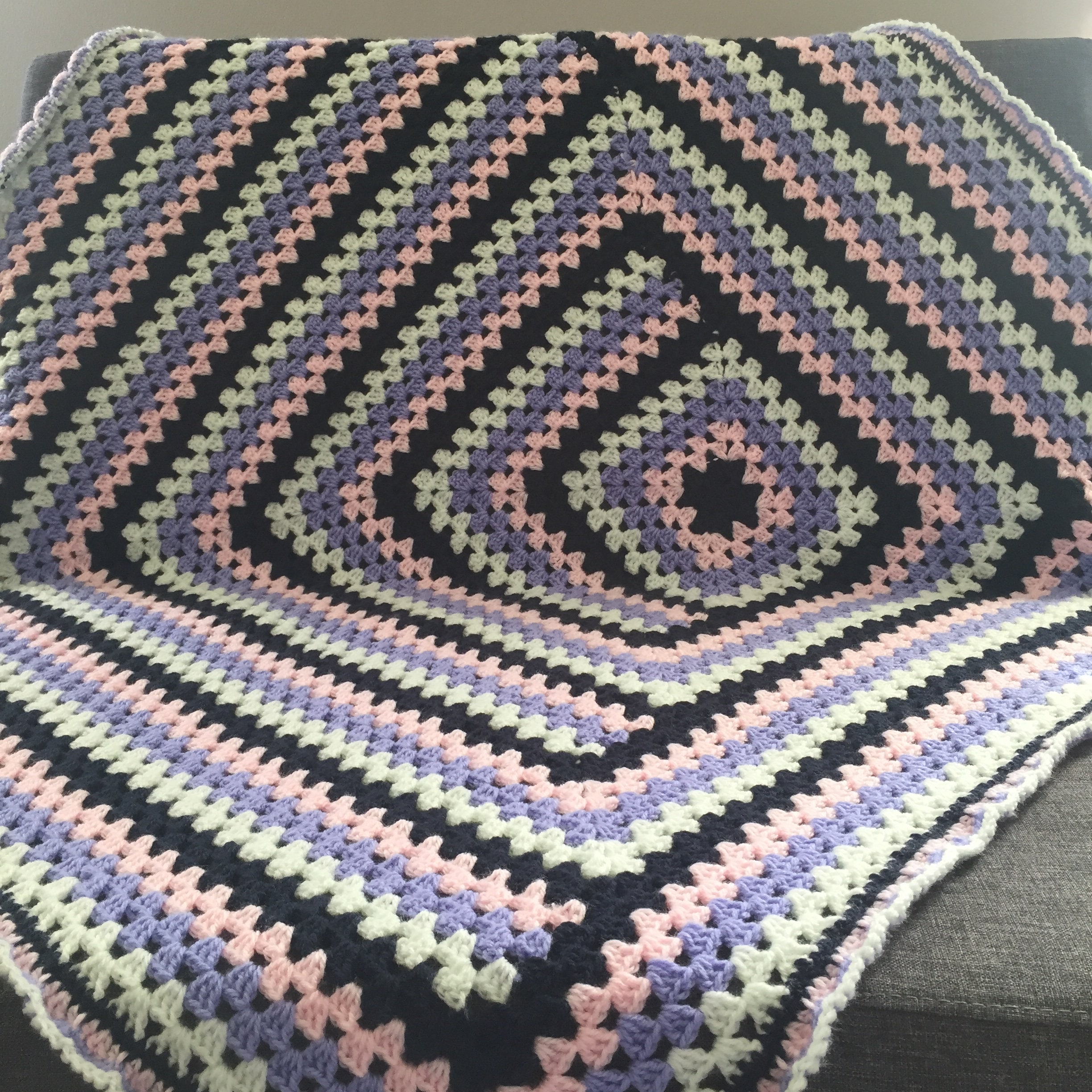 Crochet Granny Square Log Cabin Blanket Pattern (two Sizes) - Etsy