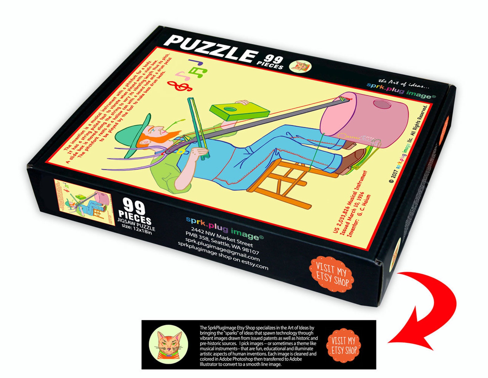 1936 Musical Instrument Jigsaw Puzzle 99 Piece 12x18 U.S. 2,033,826 ...