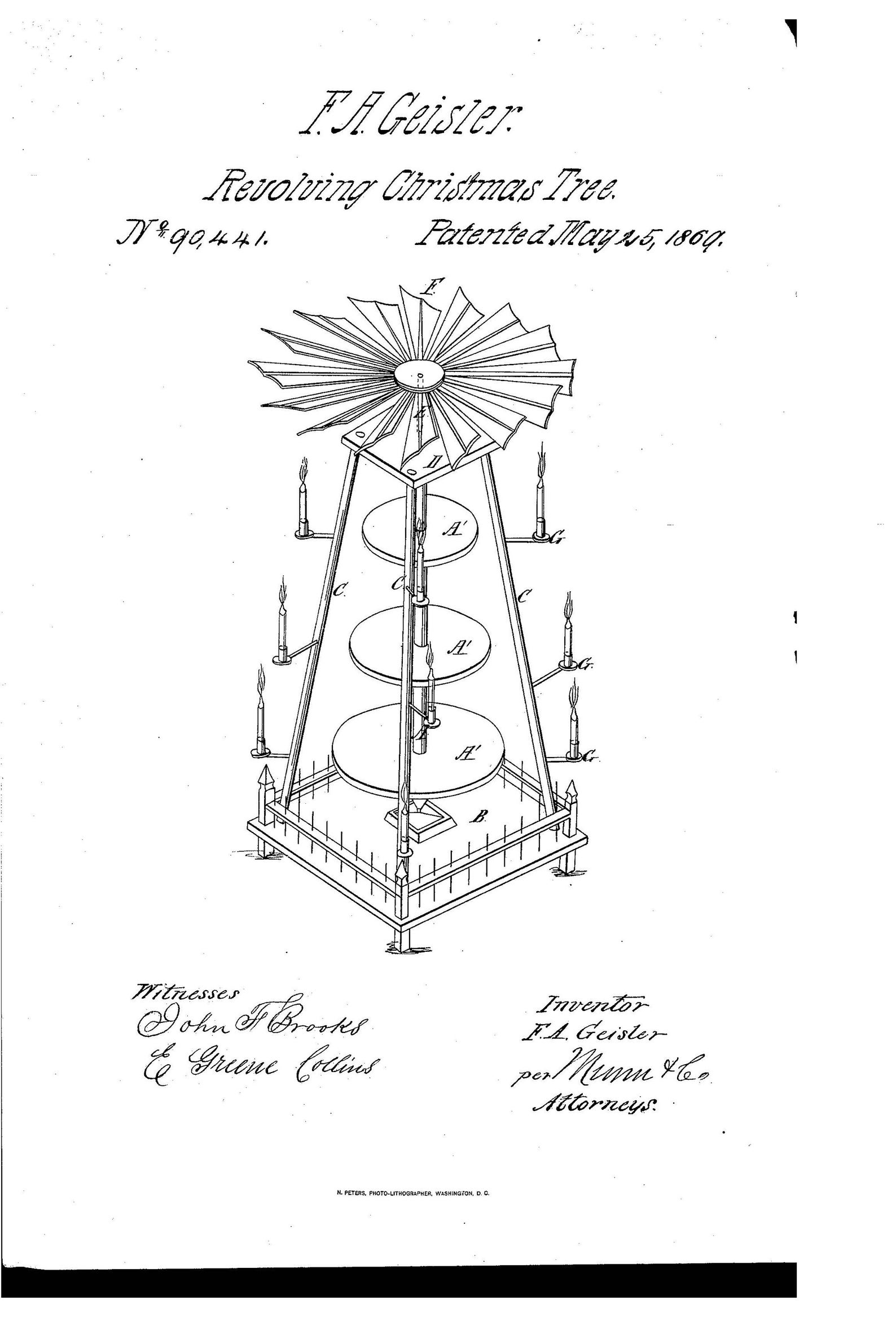 1869 Revolving Christmas Tree Holiday Card U.S. 90441 - Etsy
