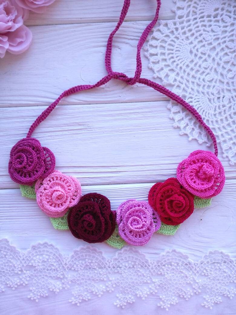 Crochet Necklace PATTERN. Cochet Flower Pattern. Crochet Jewelry ...