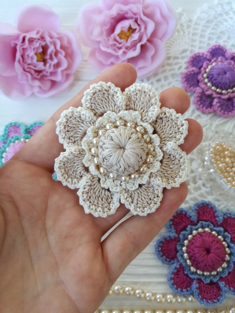 Crochet Flower PATTERN. Crochet Brooch Pattern. Crochet - Etsy