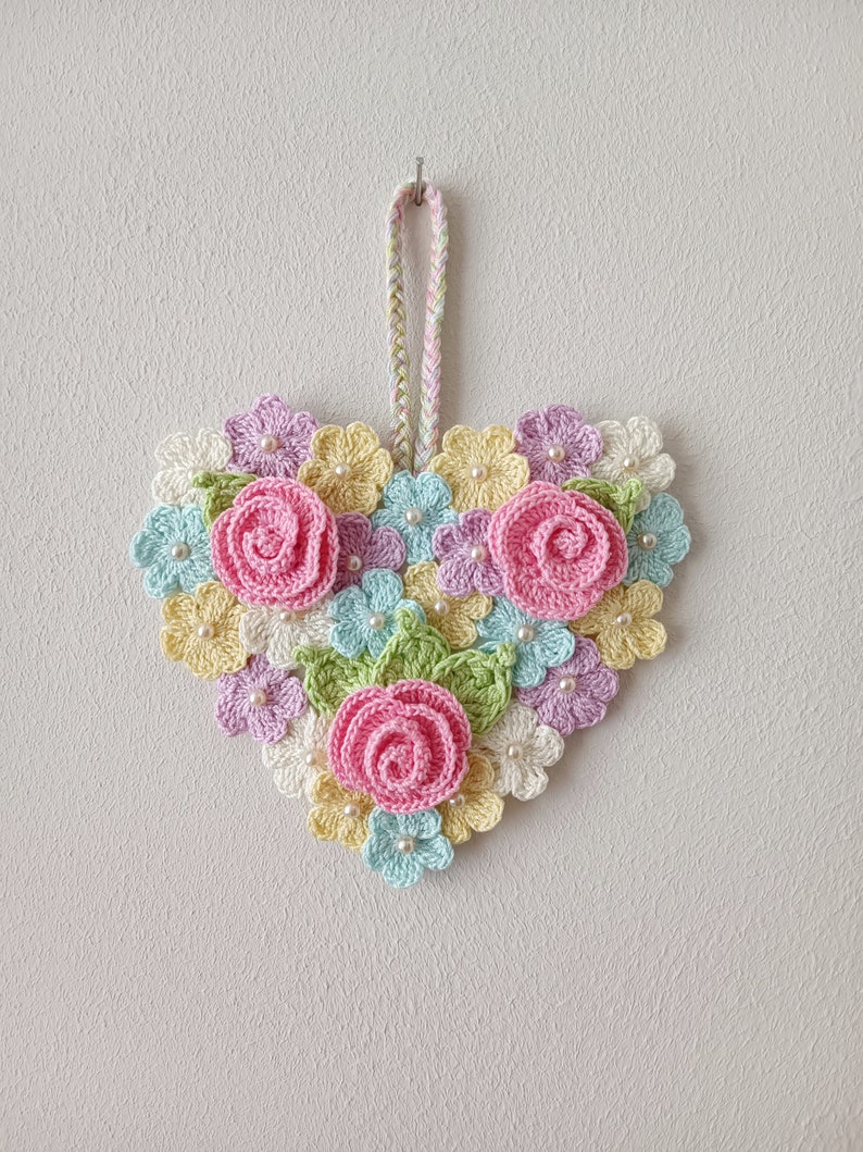 Crochet Heart Pattern. Valentines Day Gift. Flowers. Crochet Decotation ...