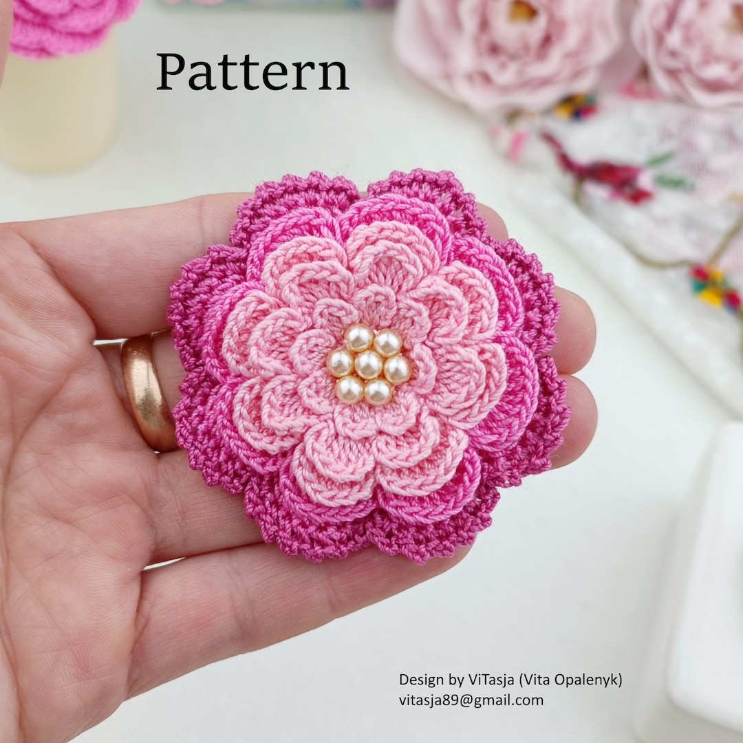 Multilayer Crochet Flower Pattern. Make Hair Accessories. Wedding ...