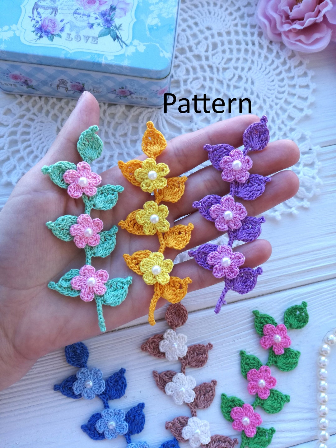 Crochet Branch PATTERN. Crochet Applique Pattern. Crochet Motif Pattern ...