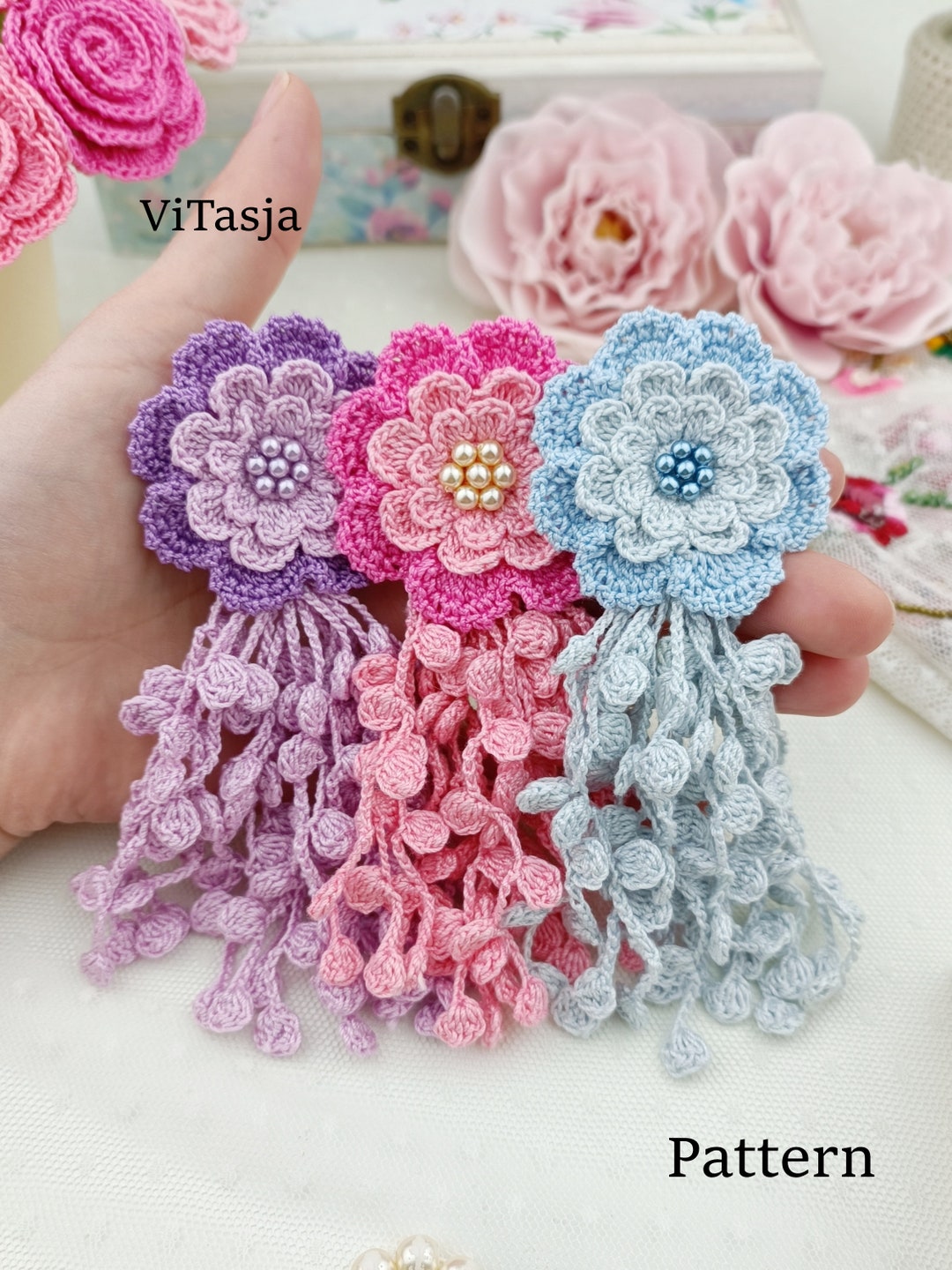 Crochet Flower PATTERN. Make Hair Accessories. Crochet Brooch. - Etsy