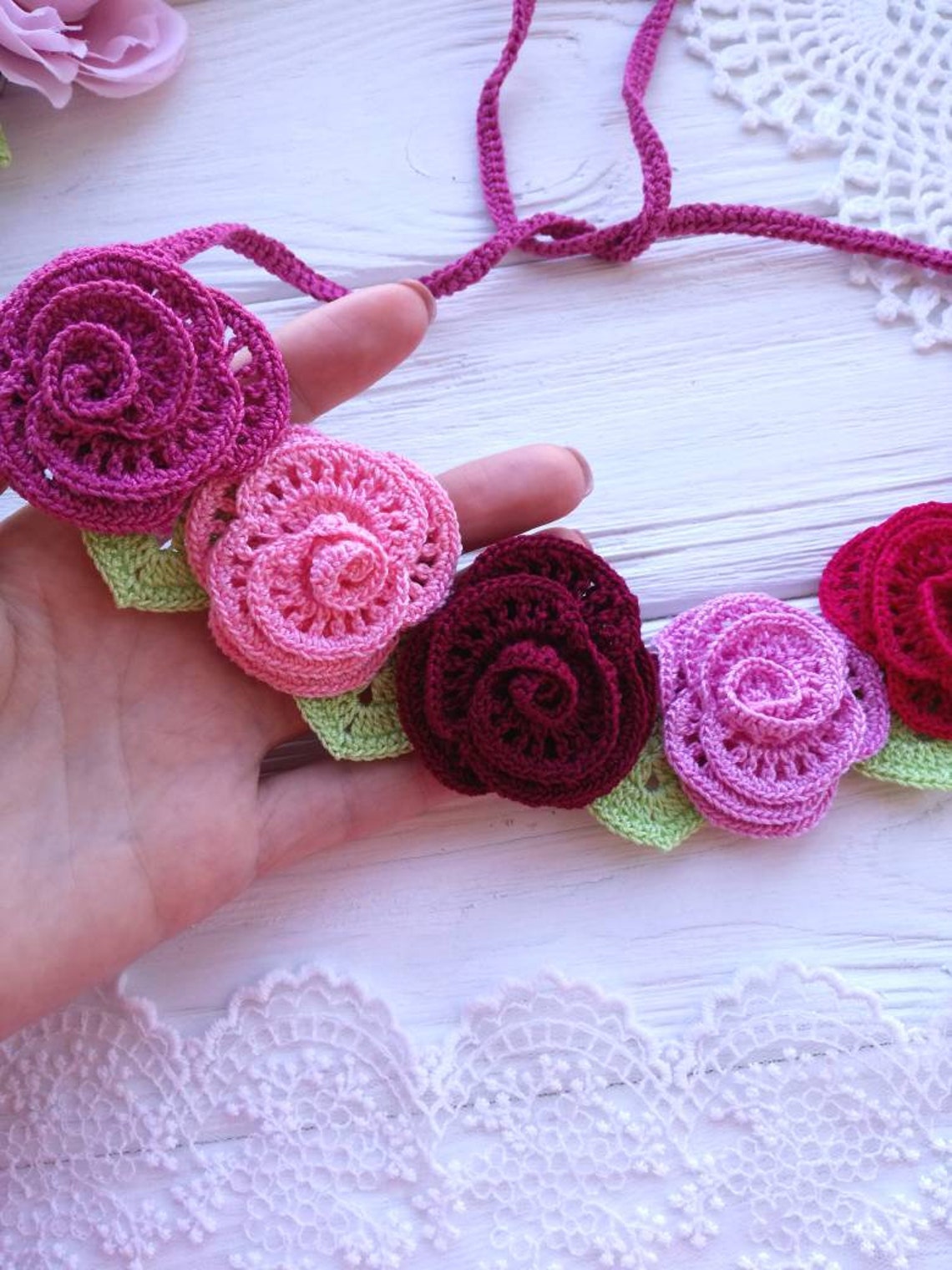 Crochet Necklace PATTERN. Cochet Flower Pattern. Crochet Jewelry ...