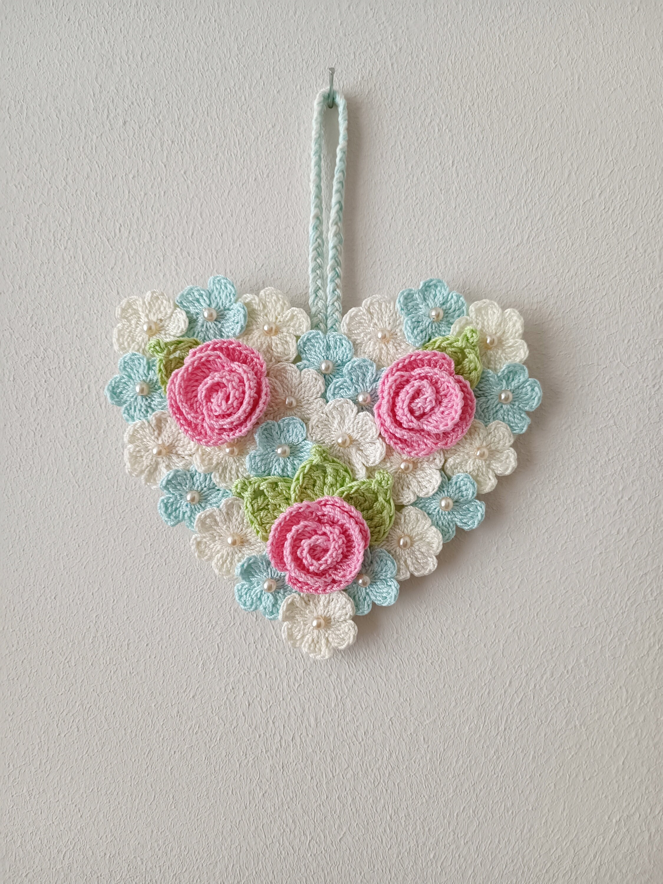 Crochet Heart Pattern. Valentines Day Gift. Flowers. Crochet Decotation ...