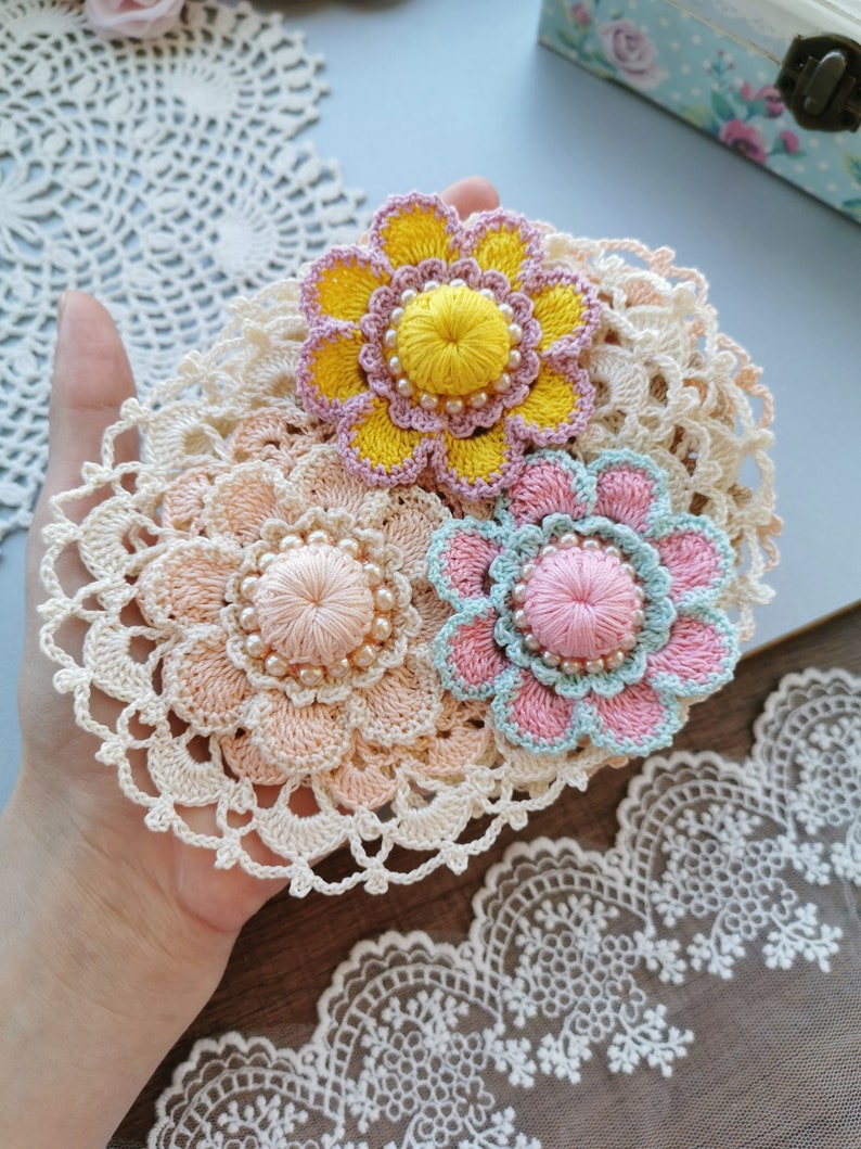 Crochet Flower PATTERN. Crochet Brooch Pattern. Crochet - Etsy