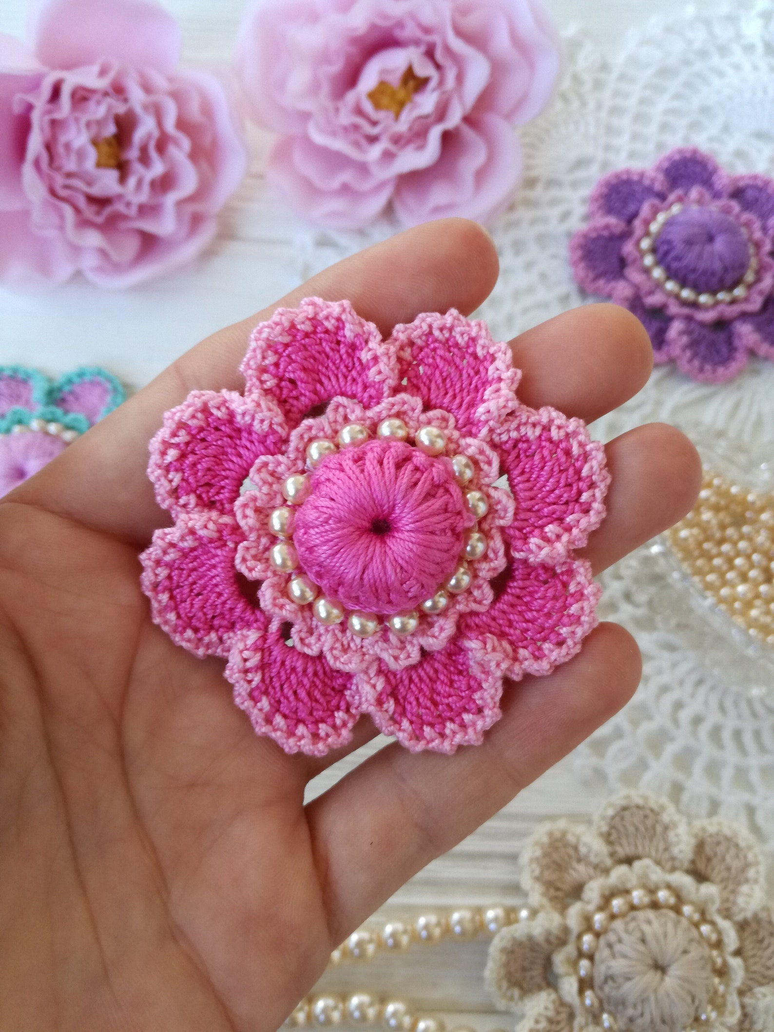 Crochet Flower PATTERN. Crochet Brooch Pattern. Crochet - Etsy