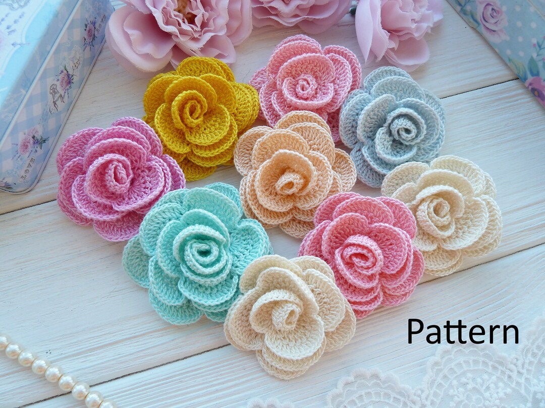 Crochet Flower PATTERN. Rose Pattern. Crochet Motif Pattern. - Etsy