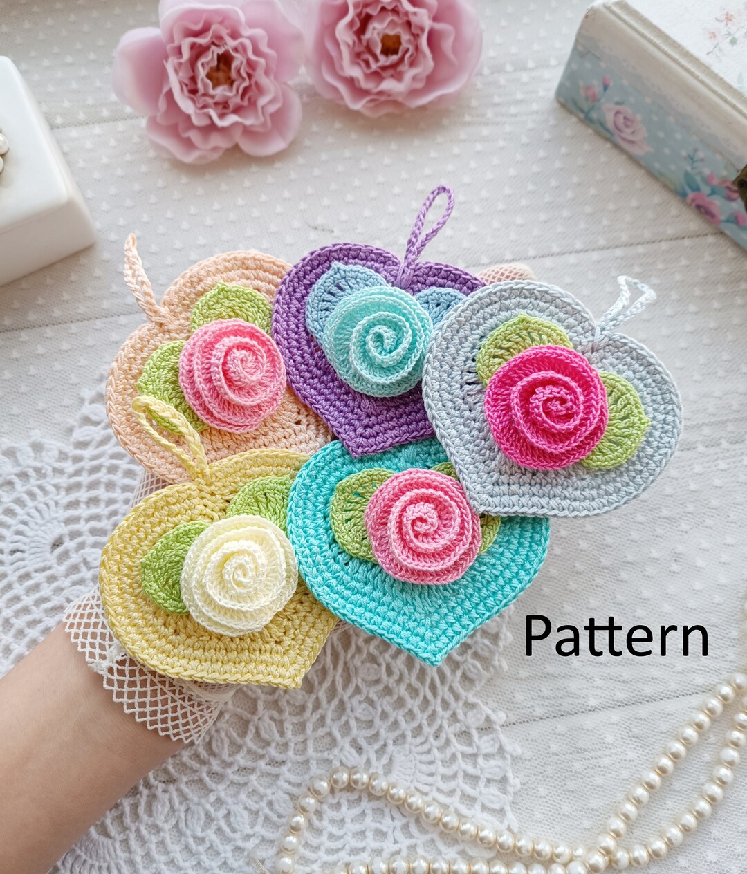 Crochet Heart PATTERN. Valentine's Day Crochet Pattern. Crochet Garland ...