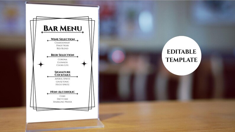 Bar Menu | Wedding Menu Template | Party Menu Template | 8x10 Editable ...