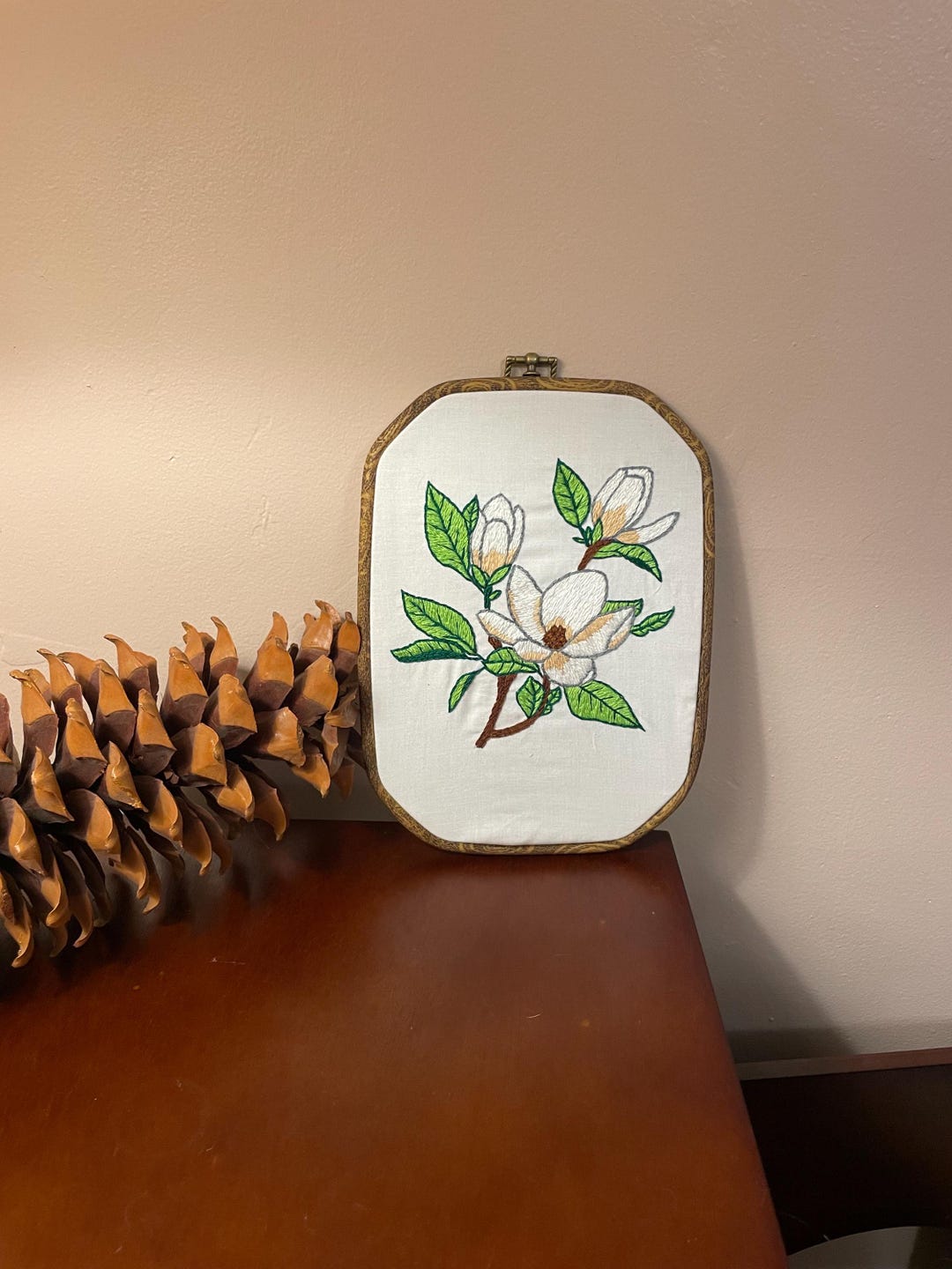 Hand Embroidered Magnolia Flower Tree Wall Hanging - Etsy