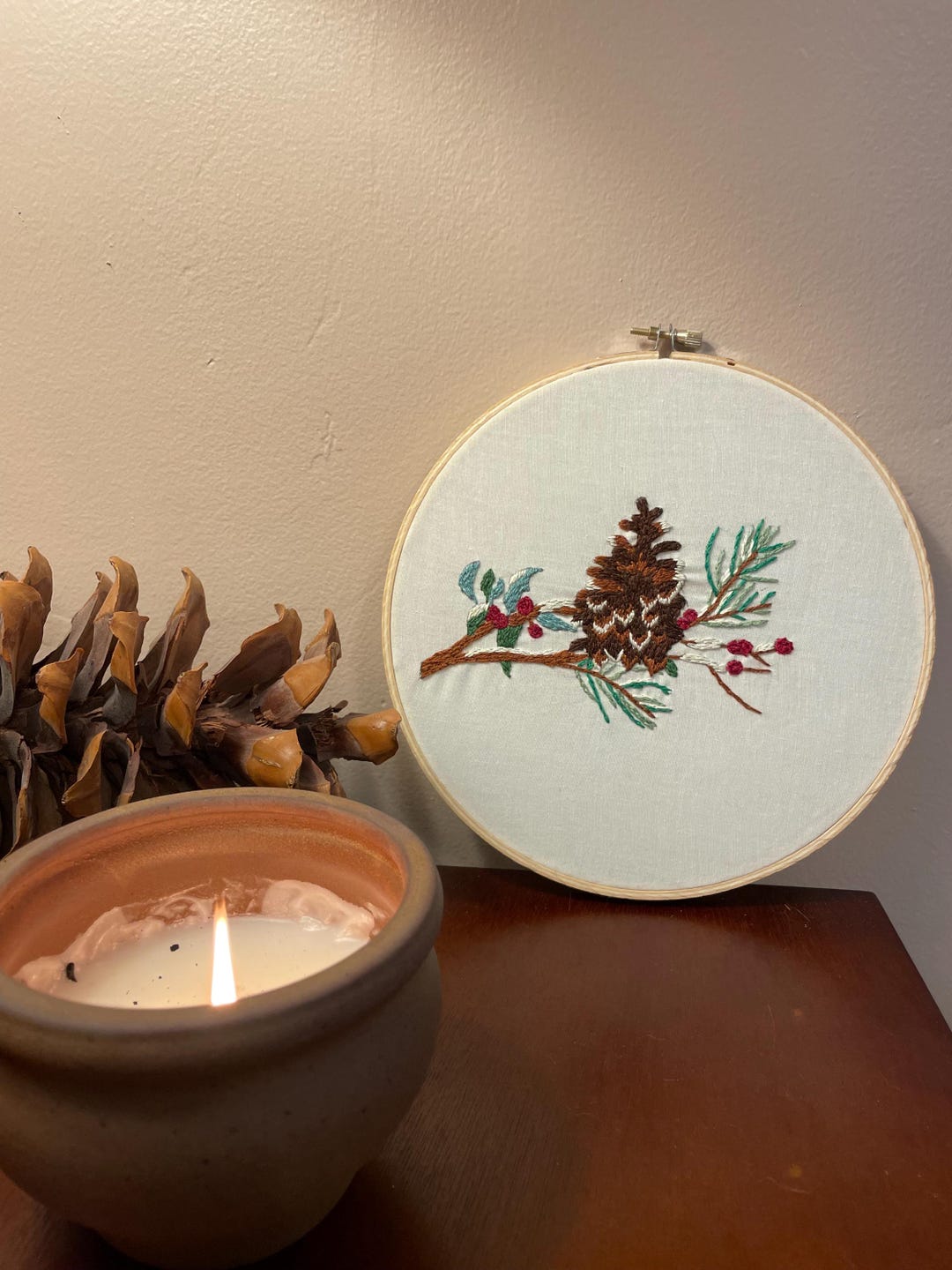 Hand Embroidered Pine Tree Wall Hanging - Etsy