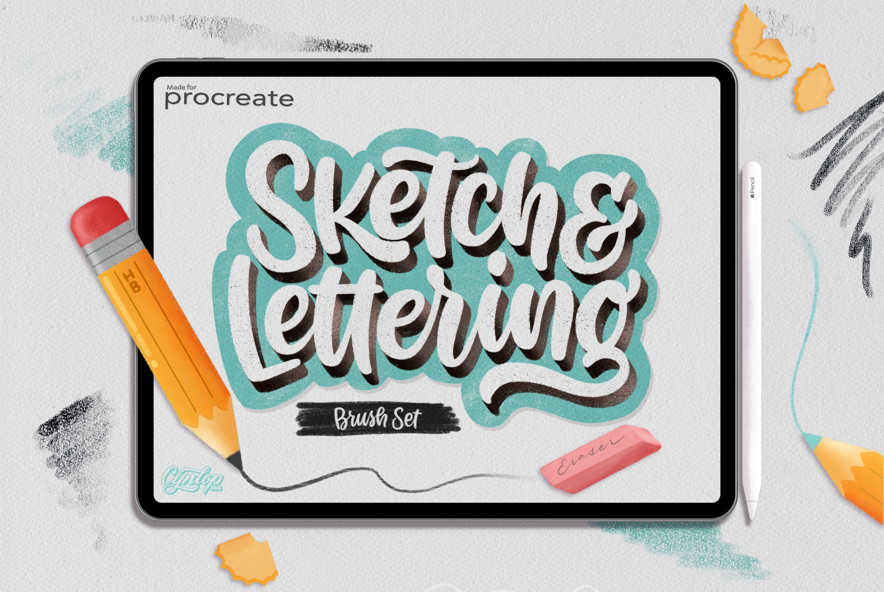 Procreate Sketch & Lettering Pencil Brush Set