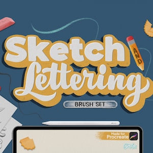Procreate Sketch & Lettering Pencil Brush Set Drawing Pencil | Etsy