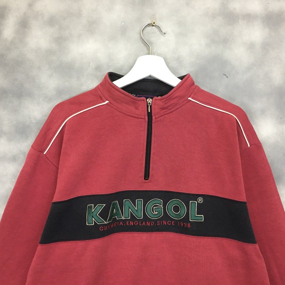 Pick !! Vintage 1/4 Zipper Kangol England Big Logo Sp… - Gem