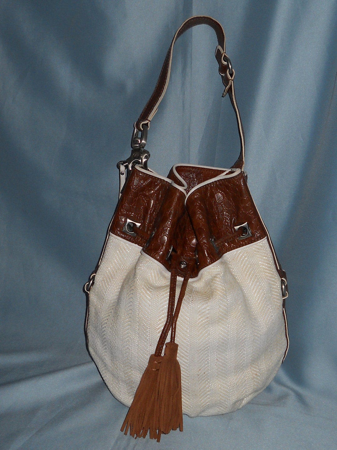 Authentic Vintage Francesco Biasia Bag Fabric and Genuine Leather - Etsy