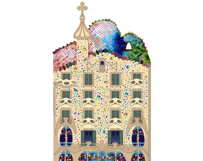 Casa Batlló Art Print - Antoni Gaudí, Barcelona Souvenir (PNG Download ...