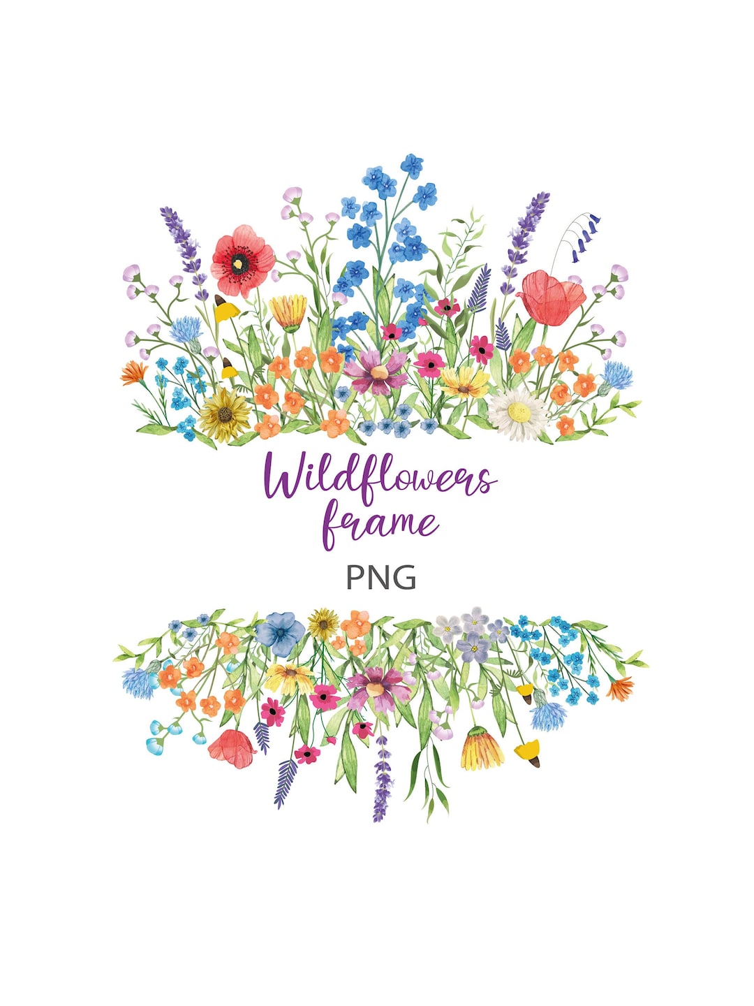 Wildflower Frame Clipart, Floral PNG (digital Download) - Etsy