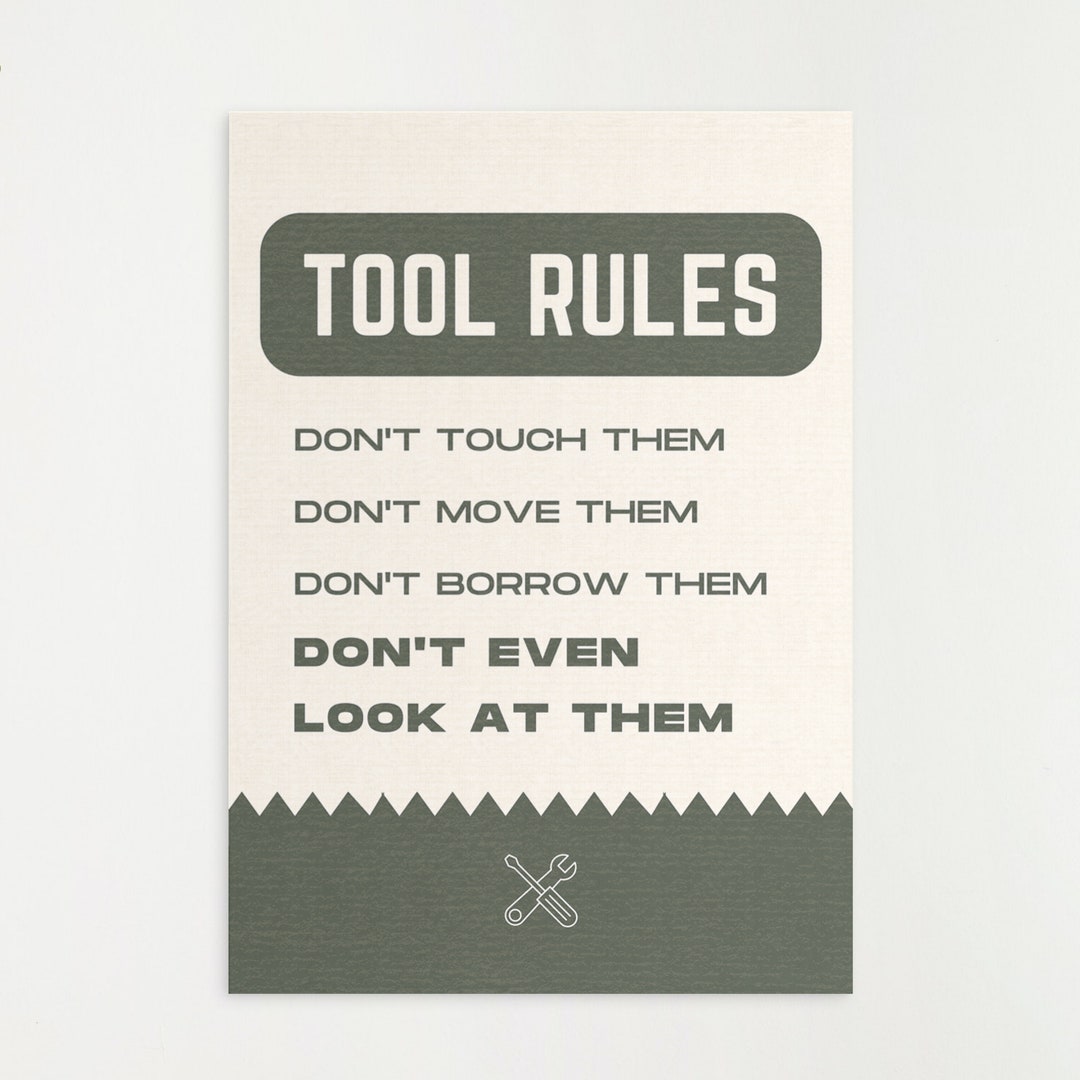 Tool Rules Garage Wall Art, Garage Sign, Garage Wall Decal, Cool Garage ...