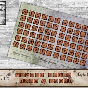 Simple Bold/large Letter Tiles. Printable Digi Kit. Junk Journals ...