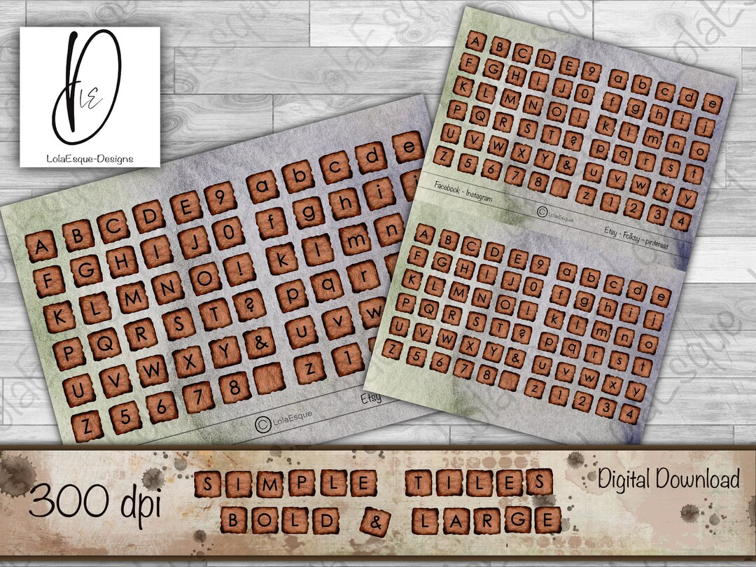 Simple Bold/large Letter Tiles. Printable Digi Kit. Junk - Etsy