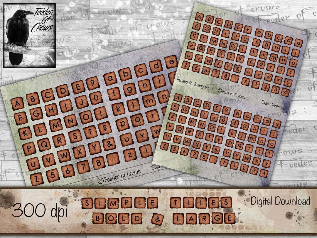 Simple Bold/large Letter Tiles. Printable Digi Kit. Junk Journals ...